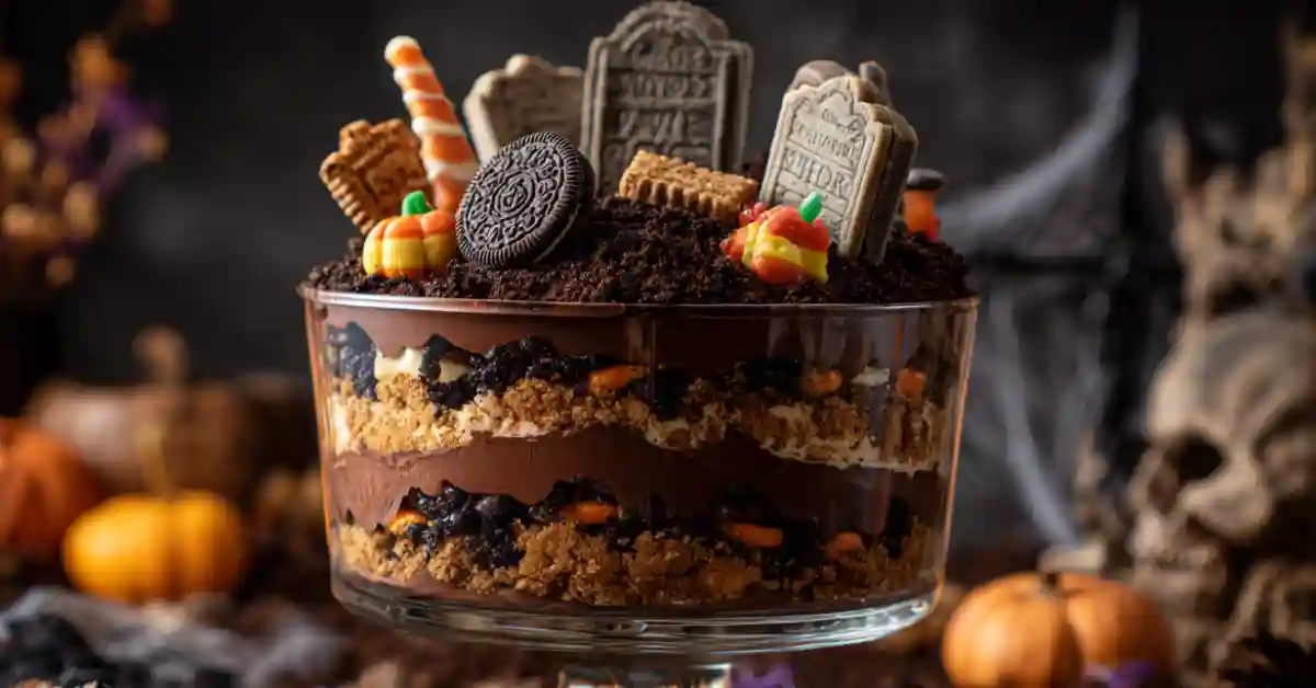 Halloween Graveyard Cake Recipe – Easy Dirt Cake with Spooky Decorations